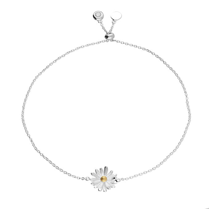Two-tone daisy slider with cubic zirconia charm – Iconic Jewellery Store