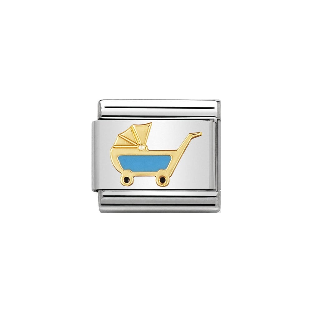 Nomination Classic 18ct Gold and Blue Pram Charm – Iconic Jewellery Store