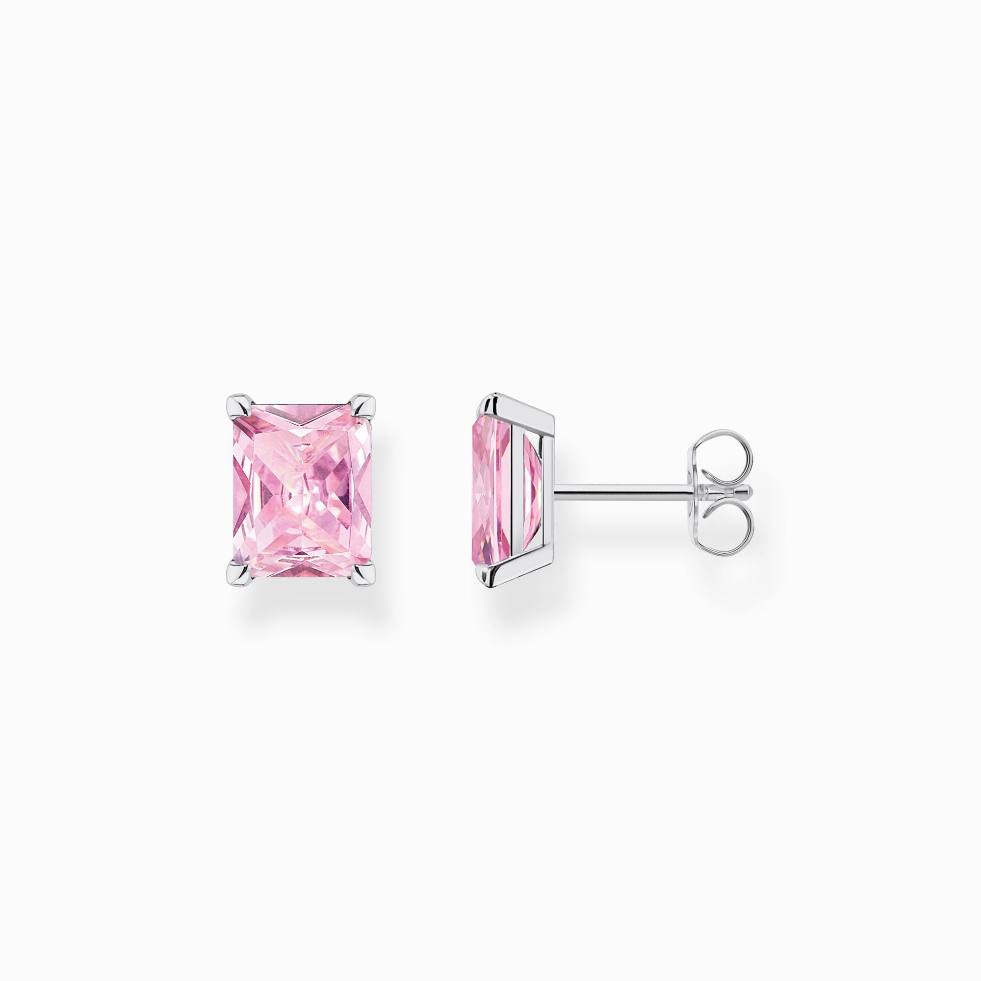 Ear studs with pink stone silver – Iconic Jewellery Store